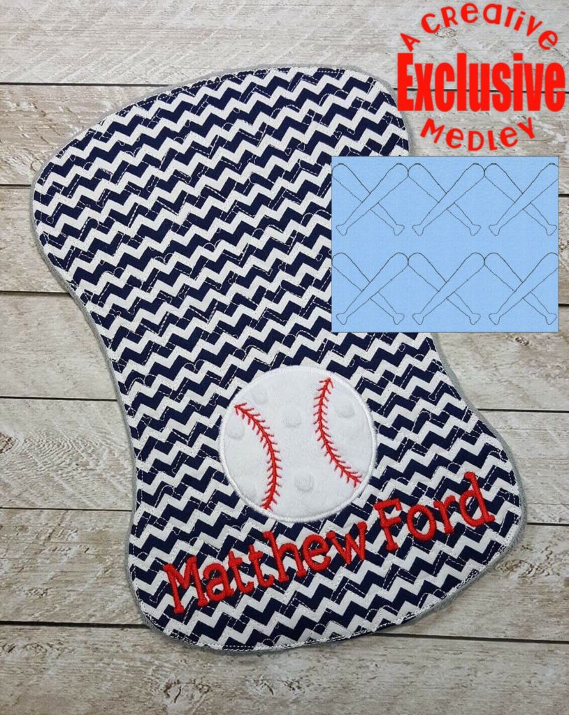Baseball Bats Bib and Burp Cloth with Baseball Applique – In the Hoop ...