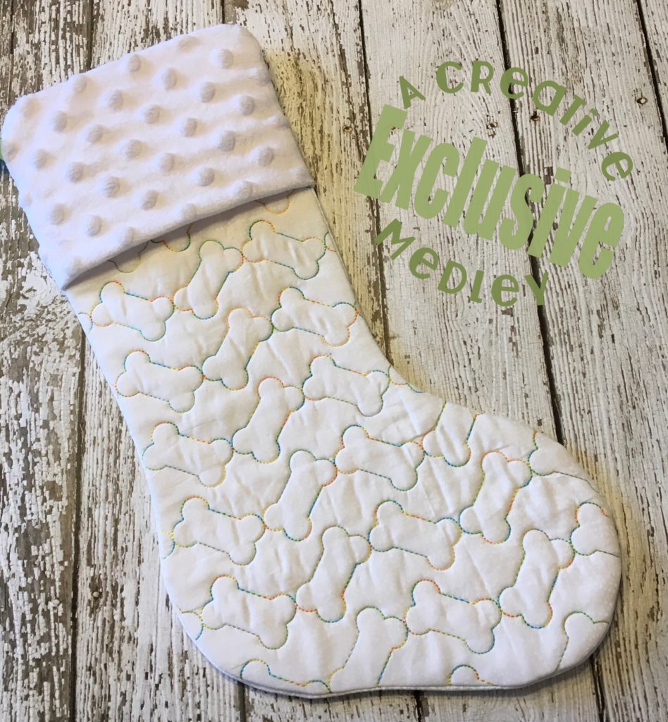 In the hoop Stocking with Cuff and Bones Motif – A Creative Medley