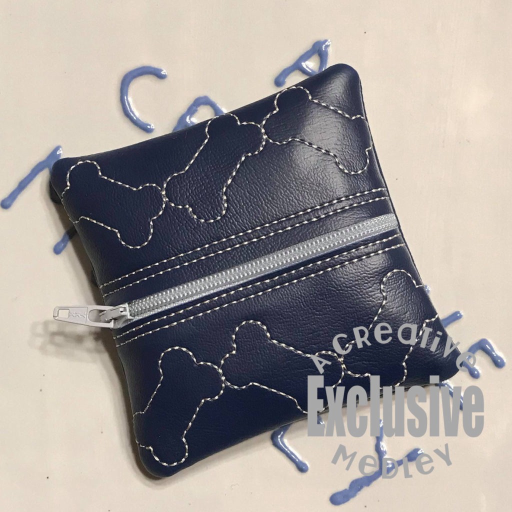 Bones Motif Zipper Bag In the Hoop – for 4×4 hoops – A Creative Medley